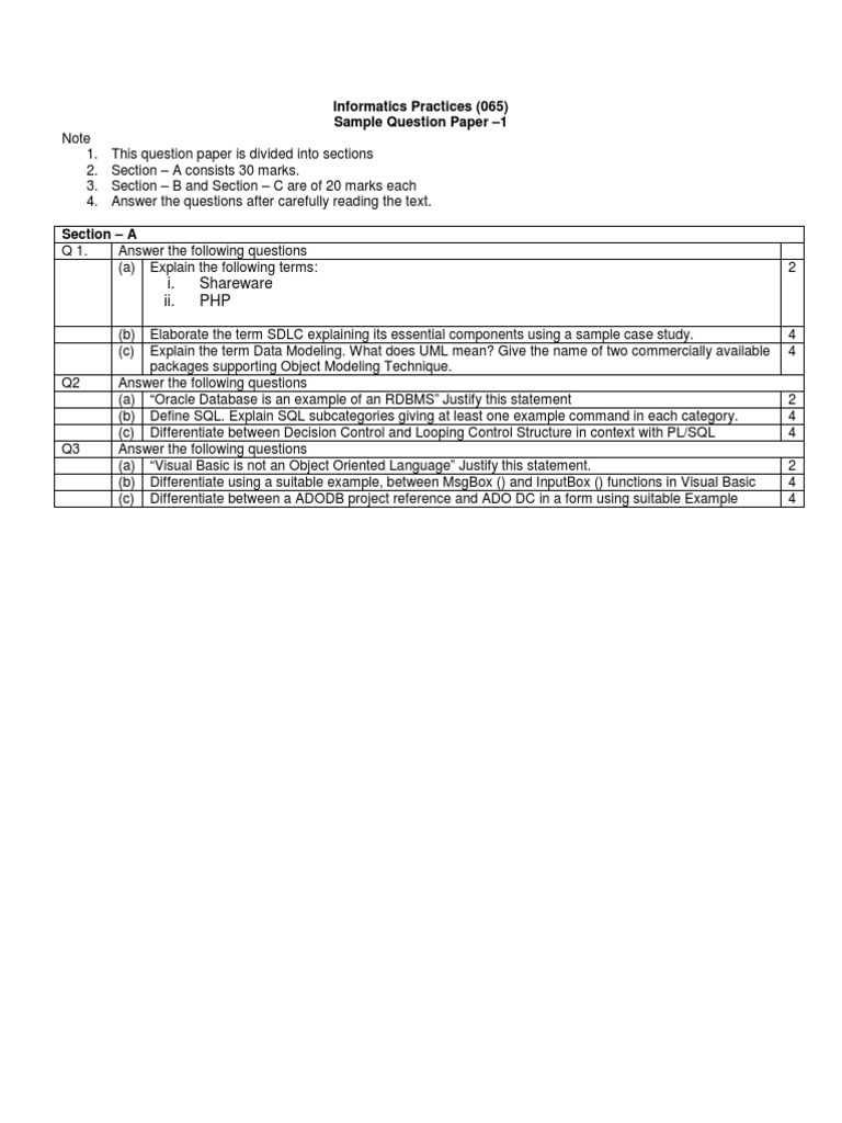 Informatics Practices 1 Pdf Sql Data Management Software