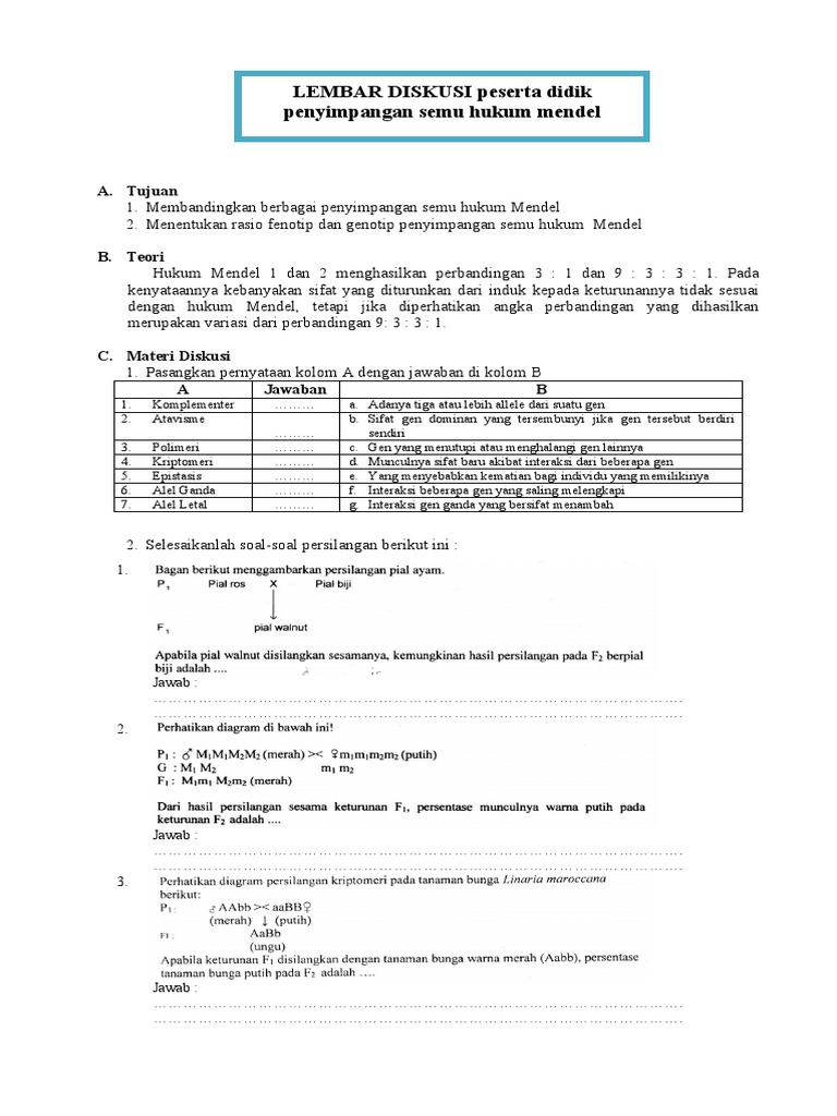 Penyimpangan Semu Hukum Mendel | PDF | Metode & Bahan Ajar | Sains ...