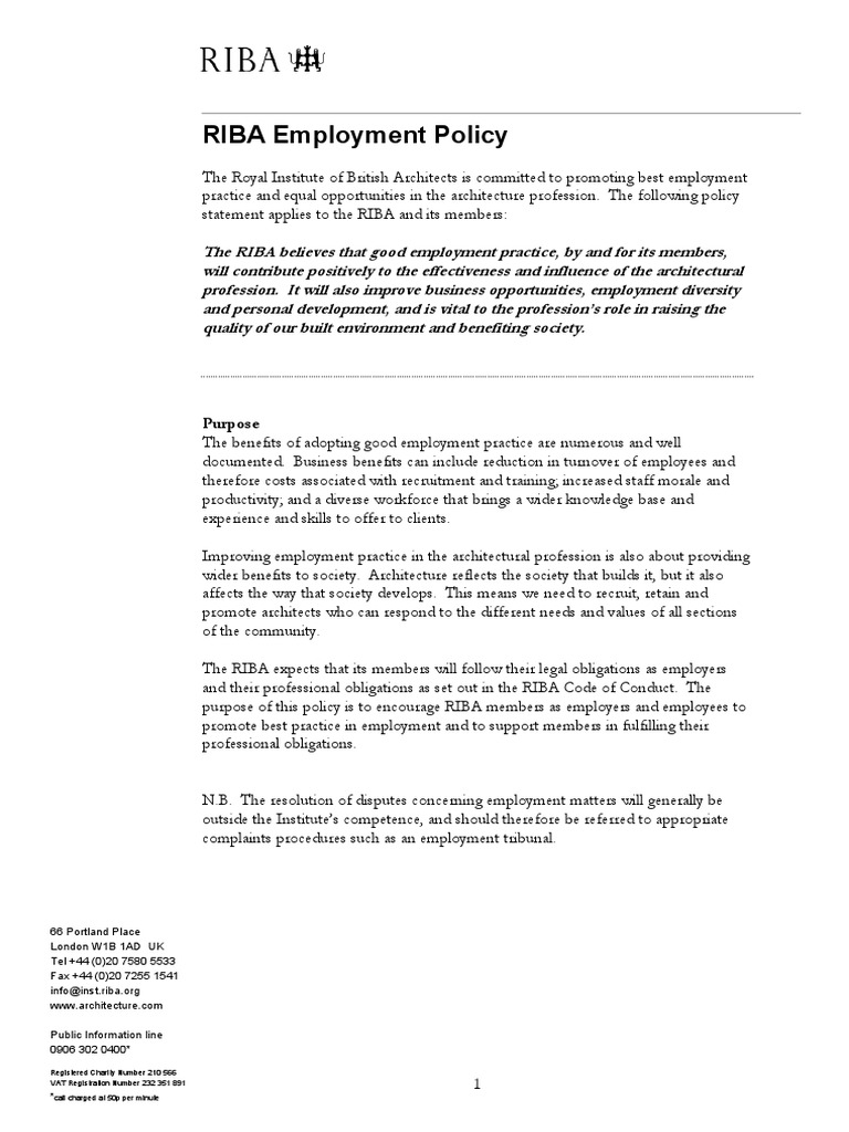 RIBA Employment Policy | PDF