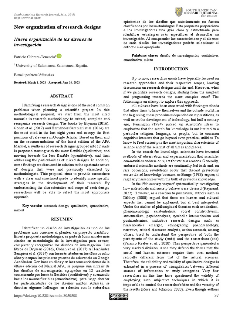 Cabrera. R. Designs, Sa-Rj 3 | PDF | Methodology | Qualitative Research