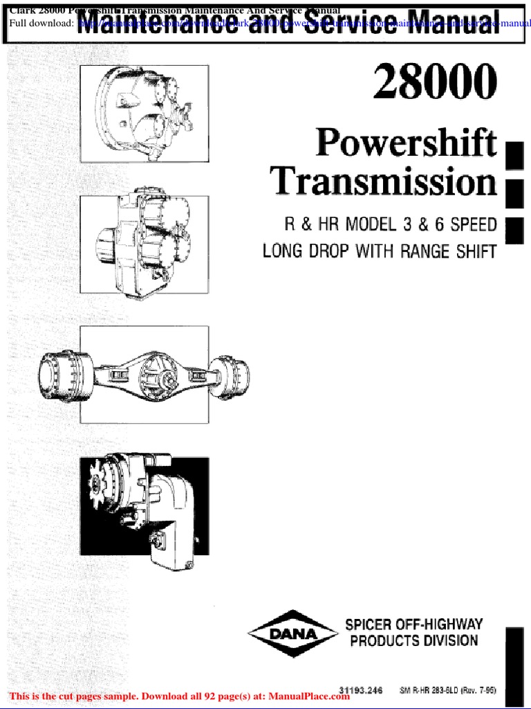 Clark 28000 Powershift Transmission Maintenance and Service Manual | PDF