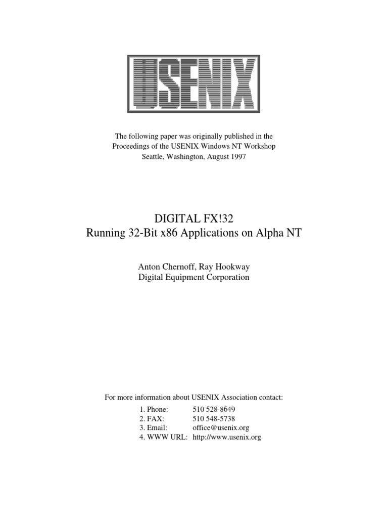 Digital Fx32 Running 32 Bit X86 Applications On Alpha Nt Pdf Microsoft Windows Windows 