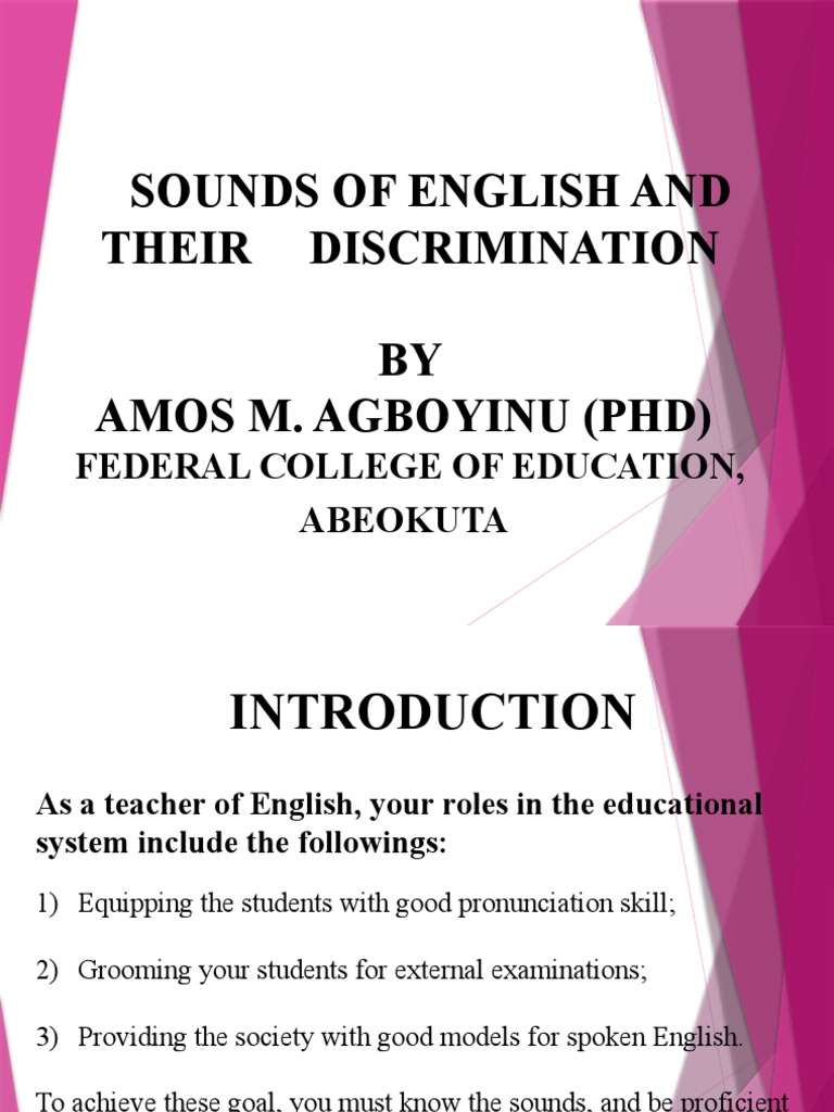English Sounds and Their Discrimination Revised Version | PDF ...