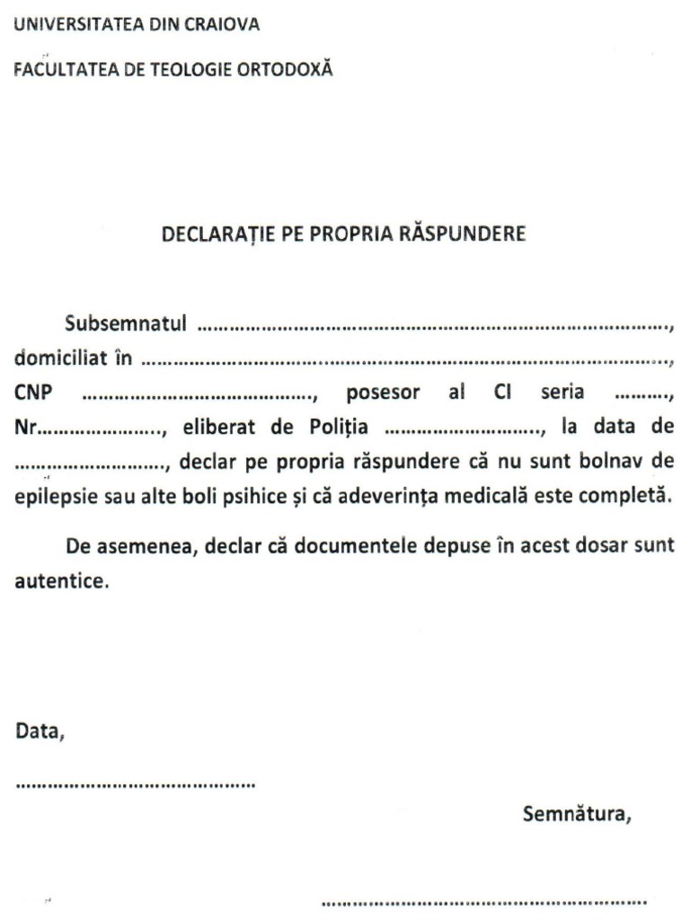 Declaratie Boli | PDF