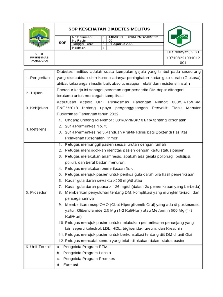 Sop Diabetes Melitus Tanpa Diagram Alir PNG | PDF | Kesehatan Holistik