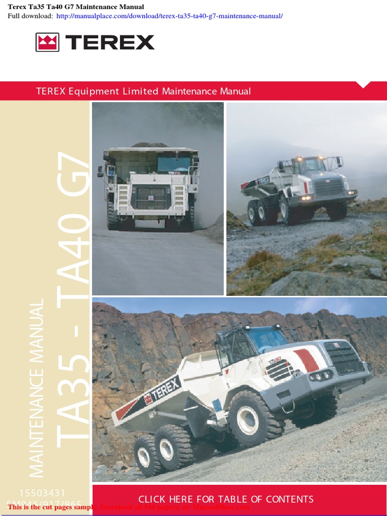 Terex Ta35 Ta40 g7 Maintenance Manual | PDF