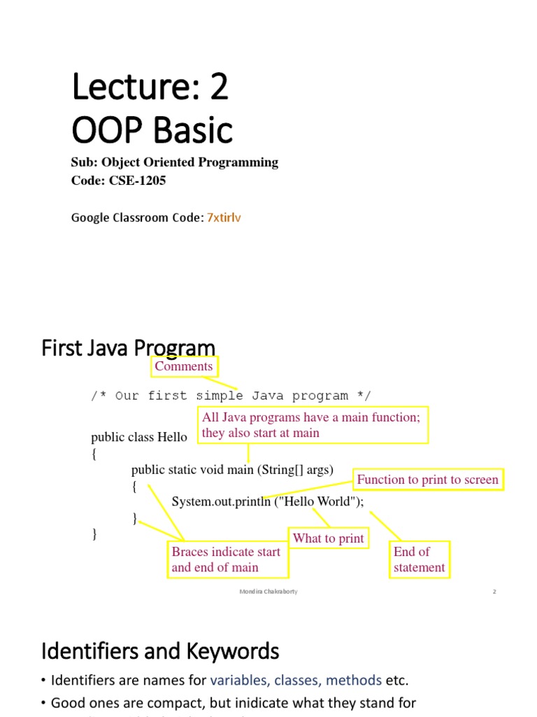 Lecture-2 OOP Basic | PDF