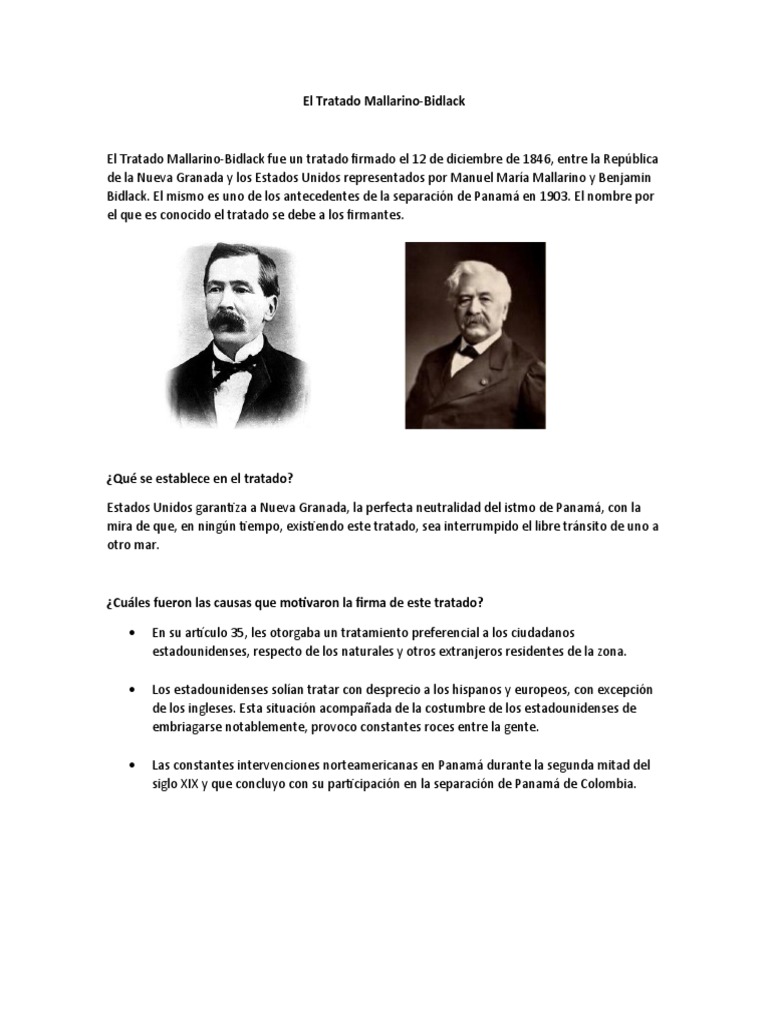 Tratado Mallarino-Bidlack de 1846 | PDF | Panamá | Los Estados Unidos