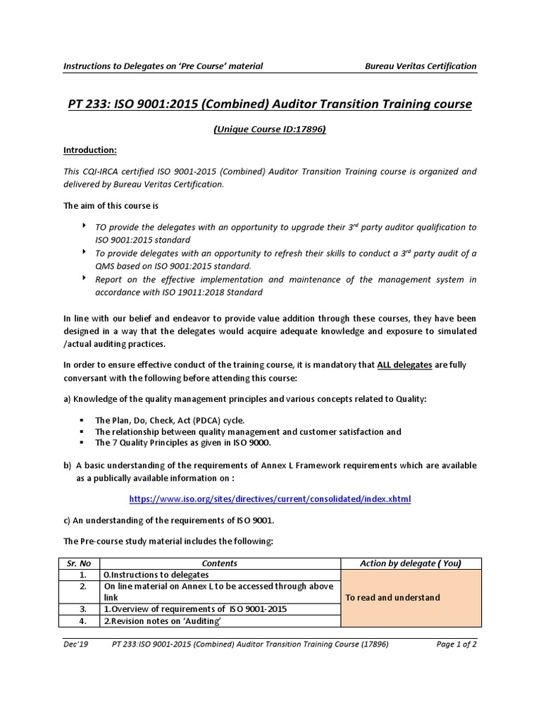 Pre- Course Material FOR NEW LIFE | PDF | Quality Management System ...