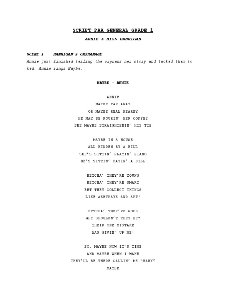 (Annie & Hannigan) Script Paa General g1 | PDF | Annie (Musical)