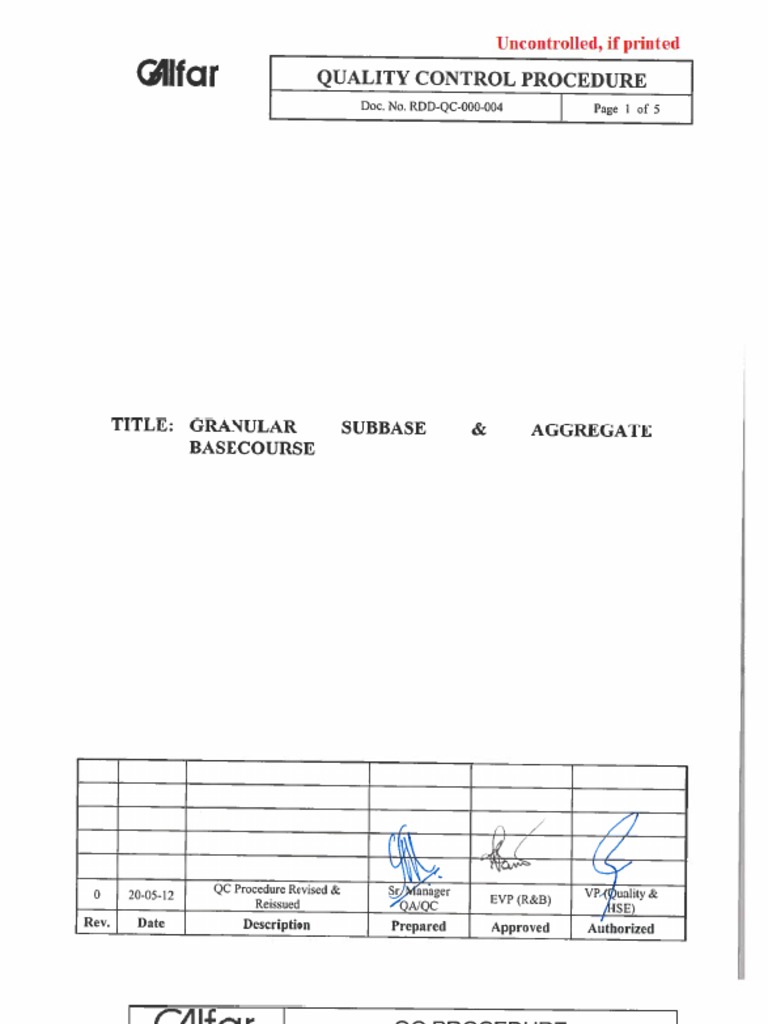 RDD-QC-000-004 Rev.0 Granular Sub-Base & Aggregate Base Course | PDF