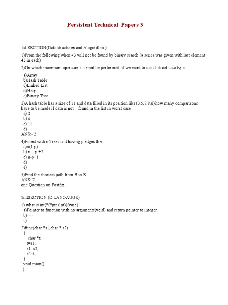 (WWW - Readyproject.in) - Persistent Placement Sample Paper 4 | PDF