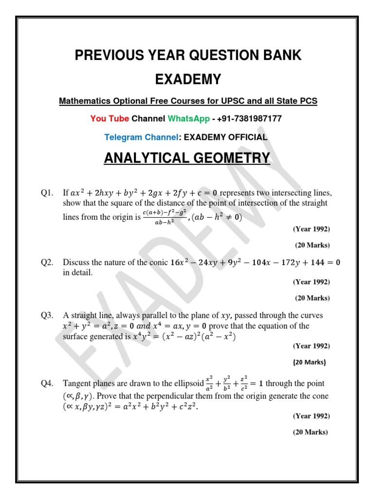 Analytical Geometry | PDF | Ellipse | Sphere