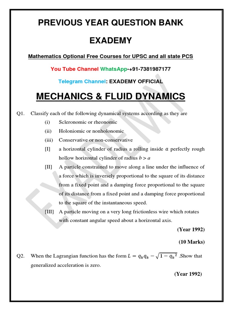 Mechanics & Fluid Dynamics | PDF