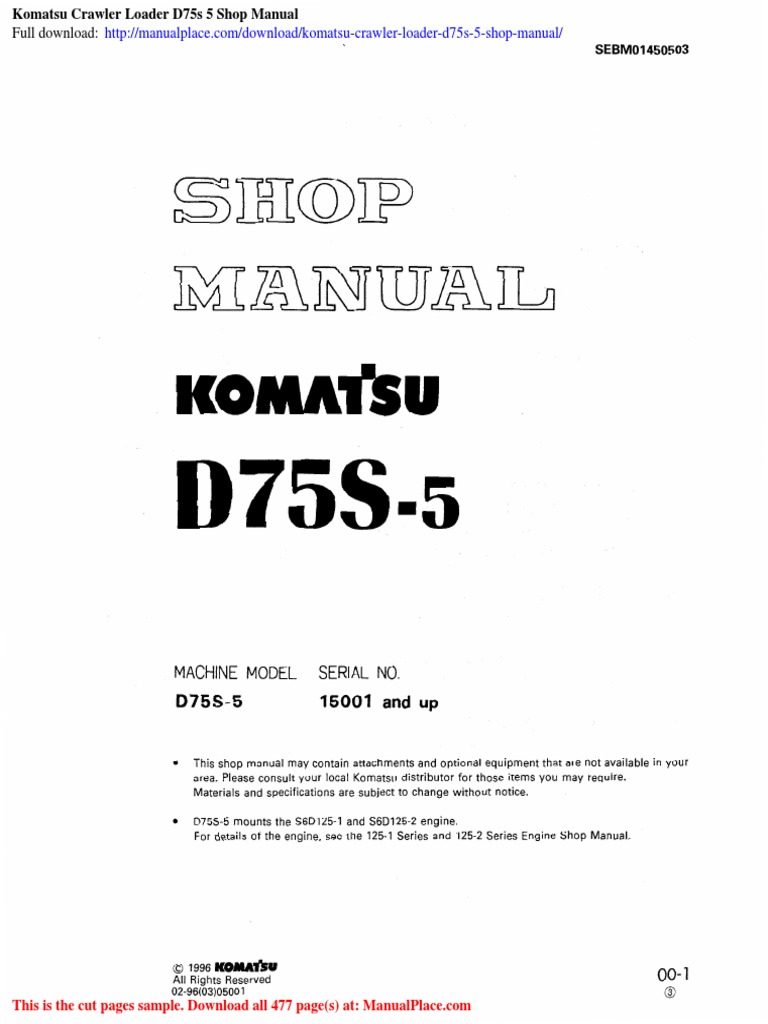 Komatsu Crawler Loader d75s 5 Shop Manual | PDF | Rope | Troubleshooting