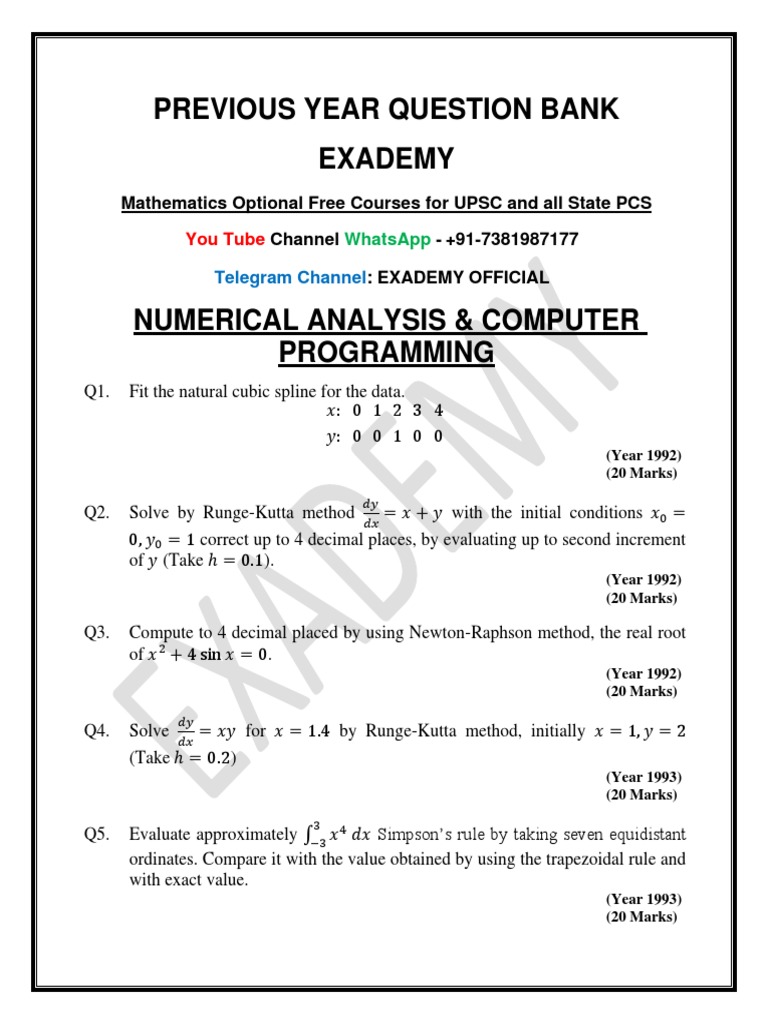 Numerical Analysis & Computer Programming | PDF Numerical Analysis & Computer Programming | PDF