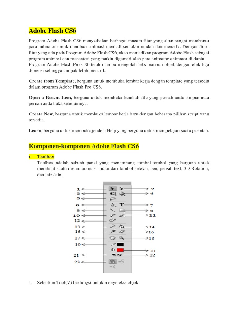 Fitur Utama Adobe Flash CS6 untuk Animator | PDF | Metode & Bahan Ajar ...