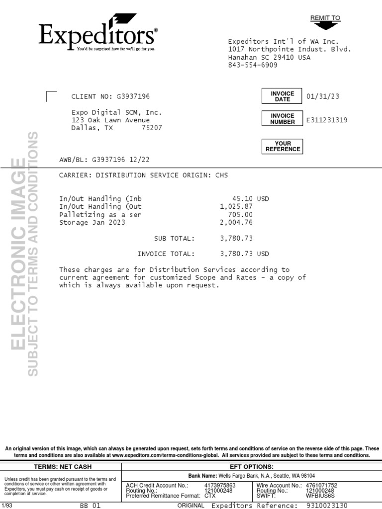 Expeditors Billing Invoice | PDF | Invoice | Service Industries