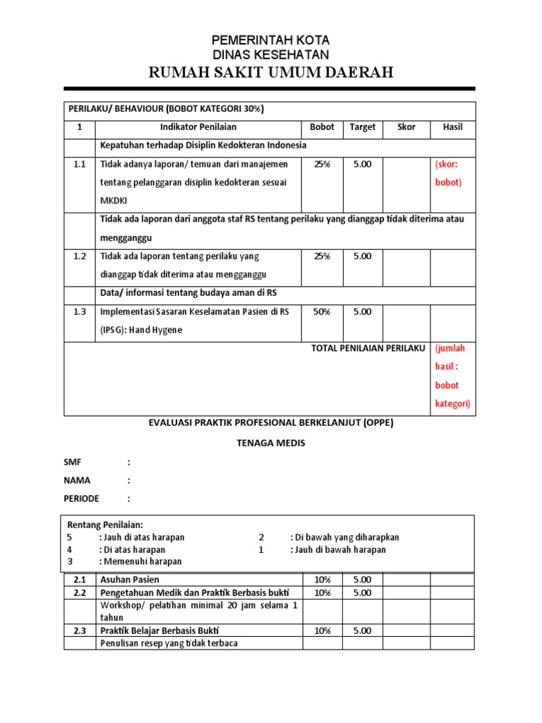 Contoh Form Evaluasi Praktik Profesional Berkelanjut (Oppe) | PDF