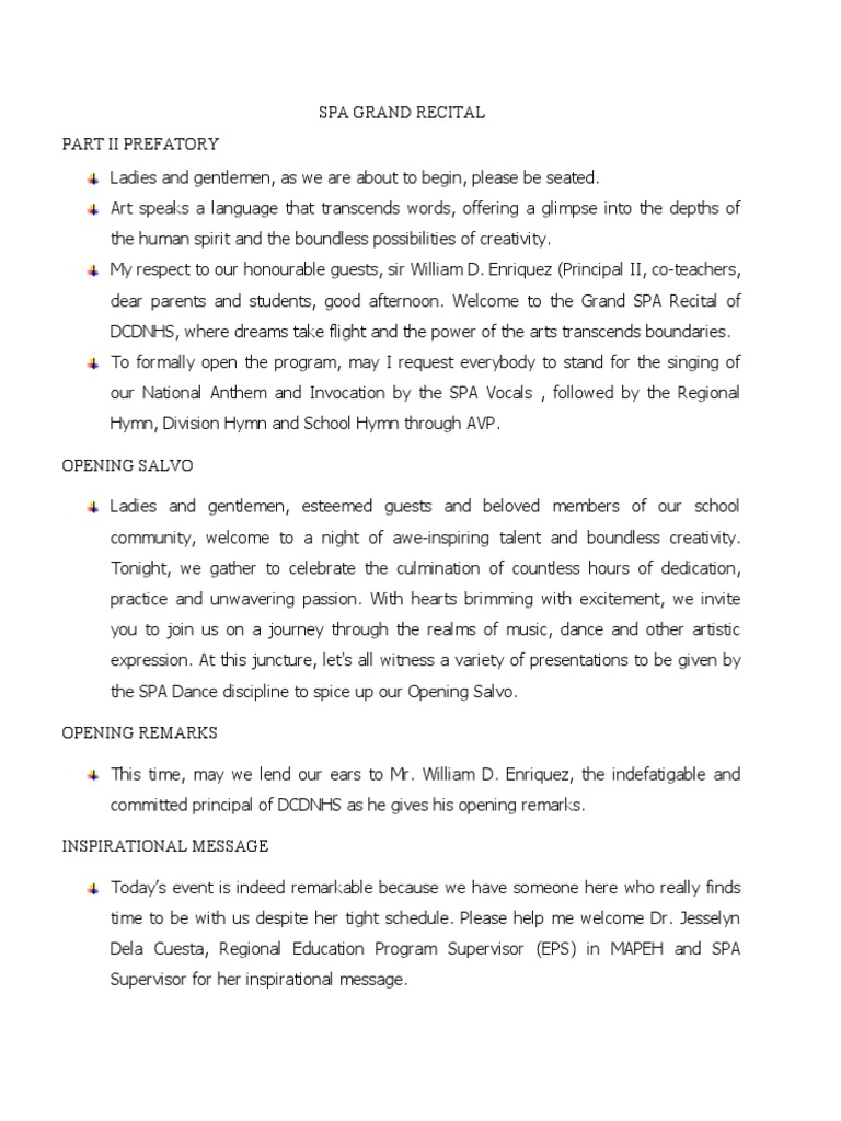 Grand Recital Script | PDF