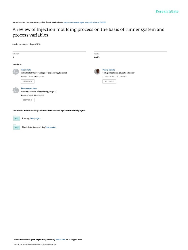 Review Of Injection Moulding Process On The Basis Pdf Casting Metalworking Industrial