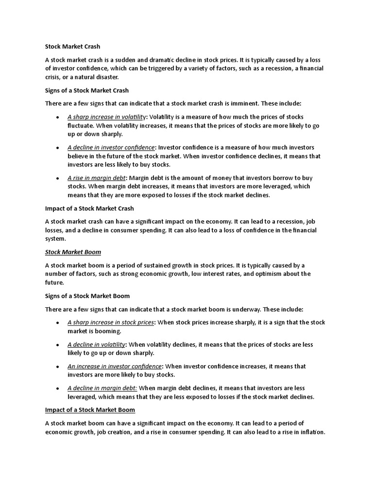 Stock Market Crash and Boom | Download Free PDF | Economic Bubble ...