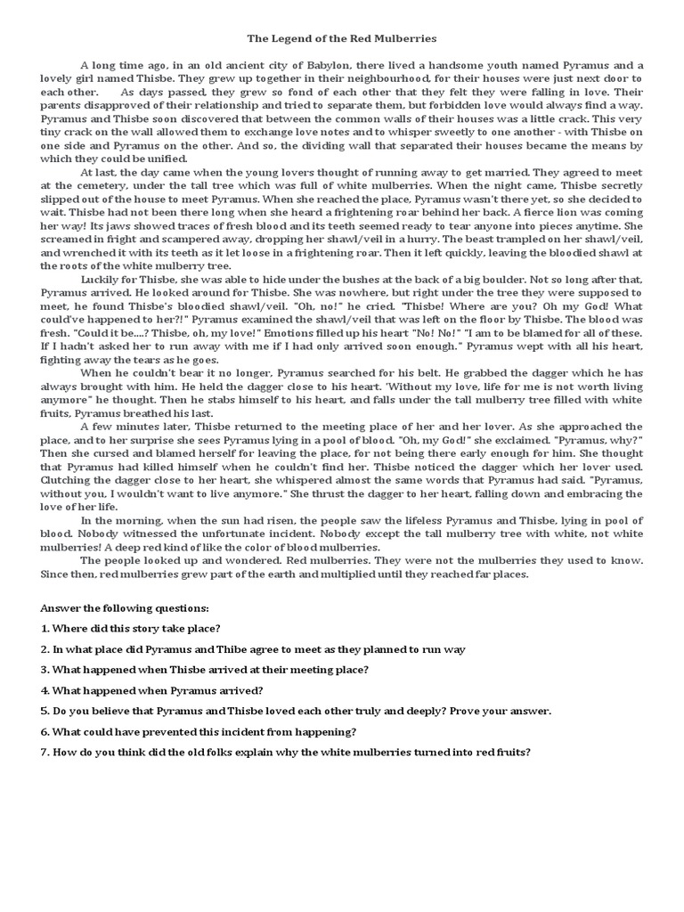 The Legend of The Red Mulberries | PDF