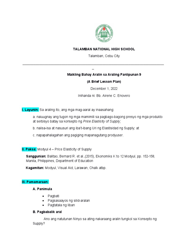 Brief Lesson Plan 2 | PDF