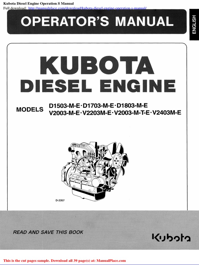 Kubota Diesel Engine Operation S Manual | PDF | Radiator | Engines