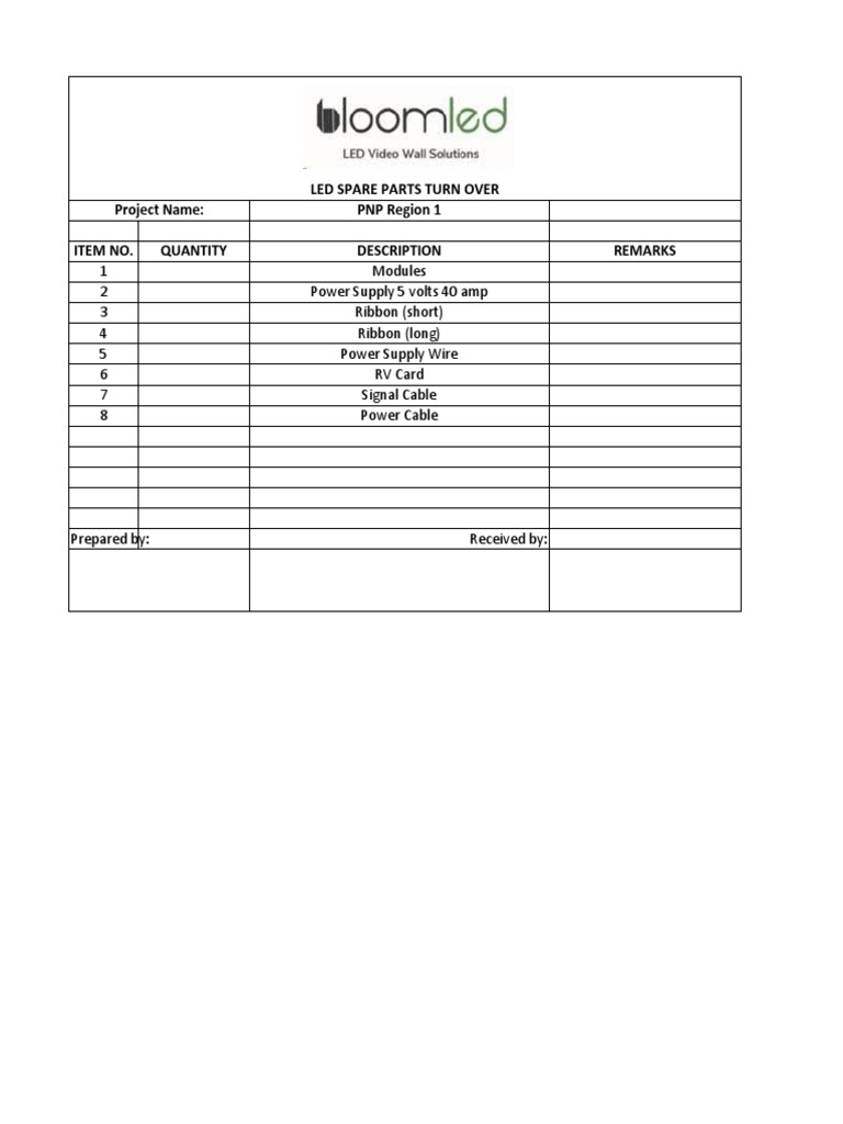 LED Spare Parts Turn Over | PDF | Computers | Technology & Engineering