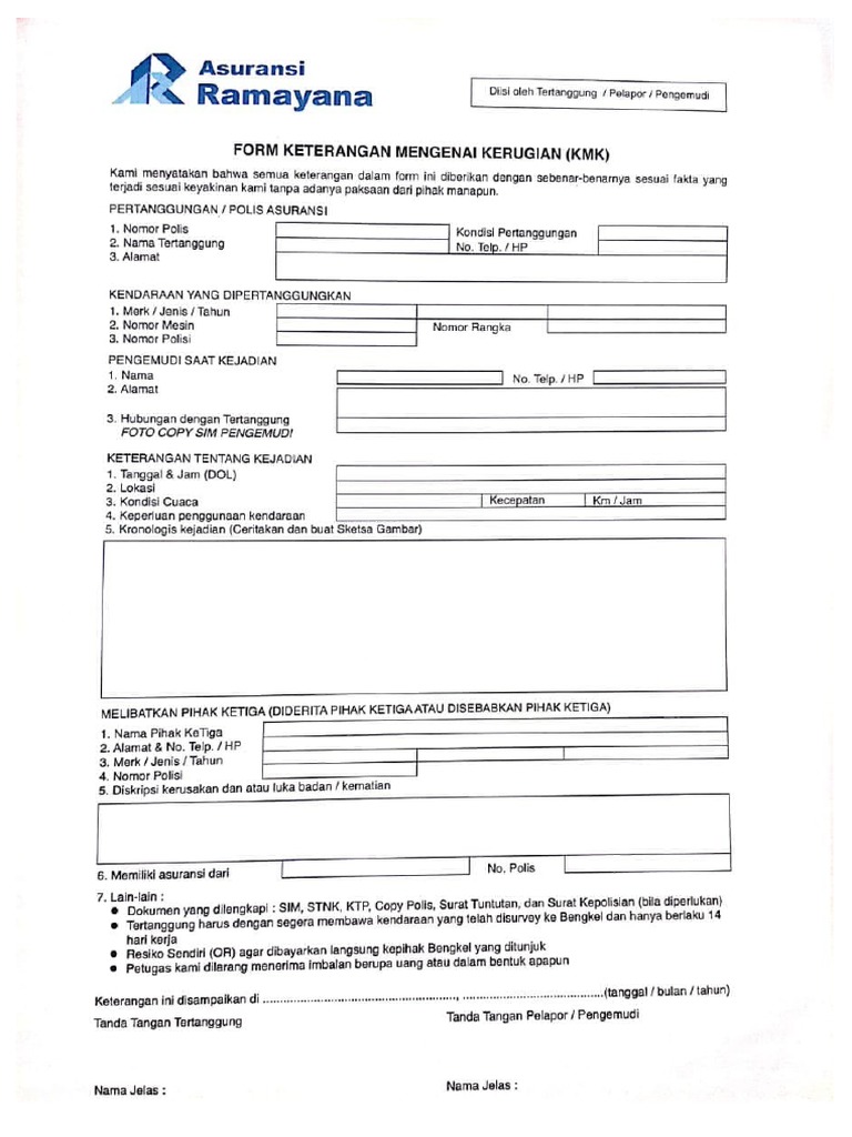 Form Asuransi Mobil | PDF