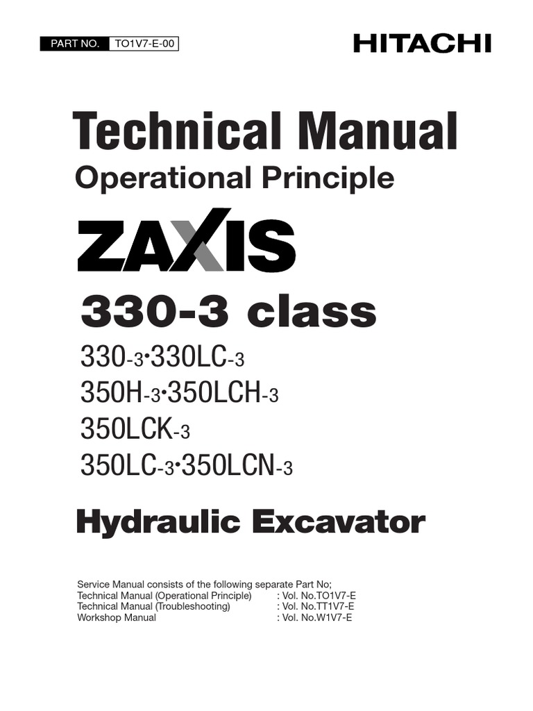 Hitachi Zaxis 330 3 Class Technical Manual Operational Principle | PDF ...