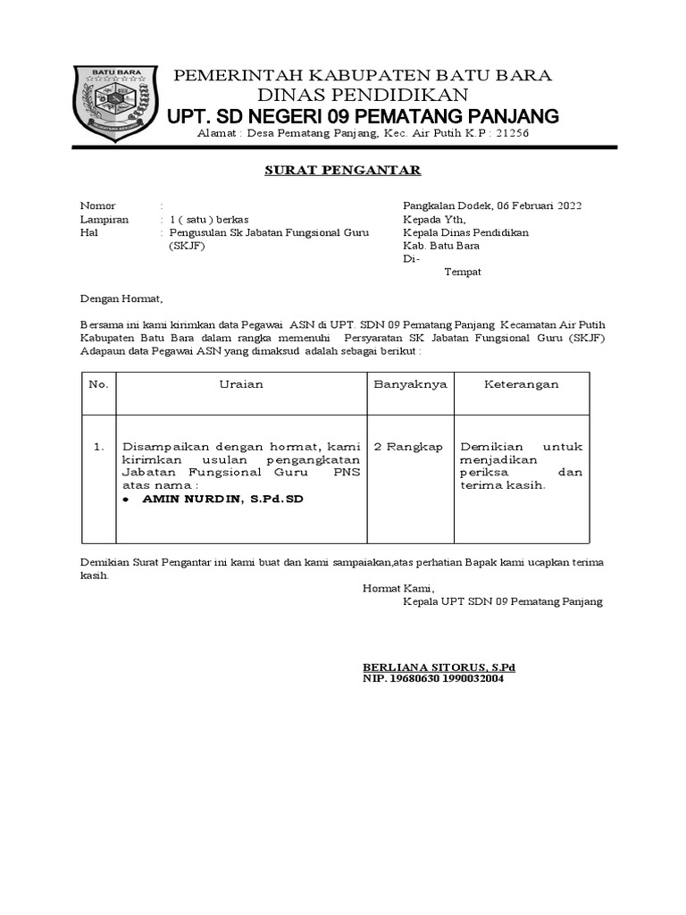 Surat Pengantar SKJF | PDF