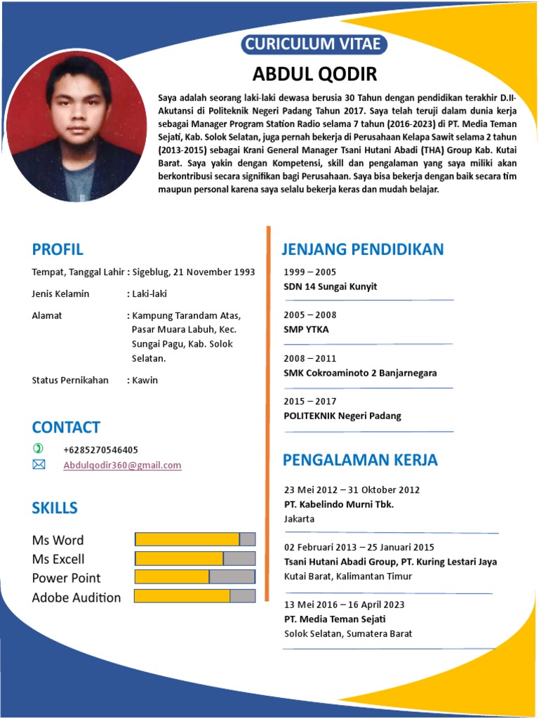 CV Abdul Qodir 2023 | PDF