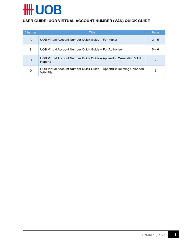 UOB Virtual Account Number User Guide | PDF | Cyberspace | Software