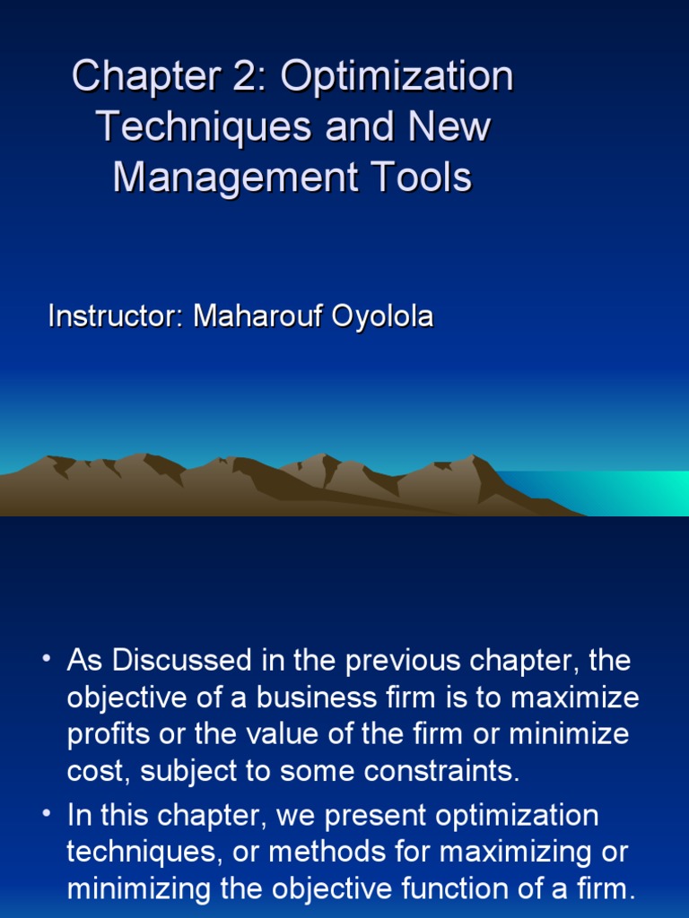 Managerial Economics (Chapter 2) | PDF | Mathematical Optimization | Marginal Cost