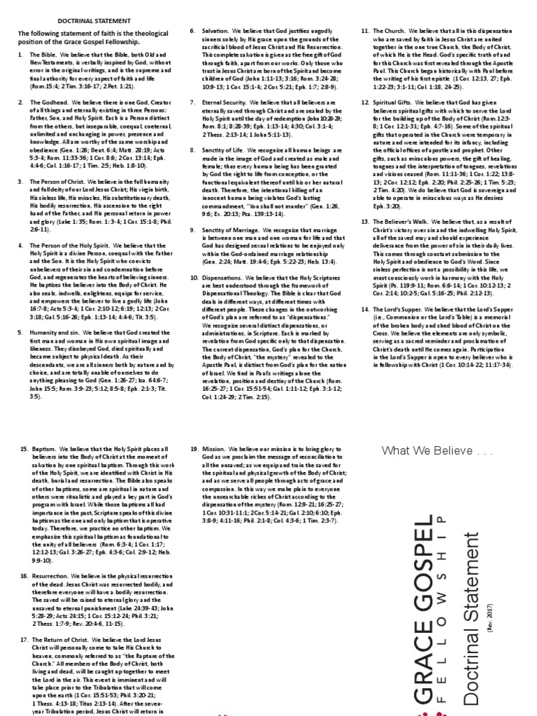GGF Doctrinal Statement 2017 | Download Free PDF | Grace In ...