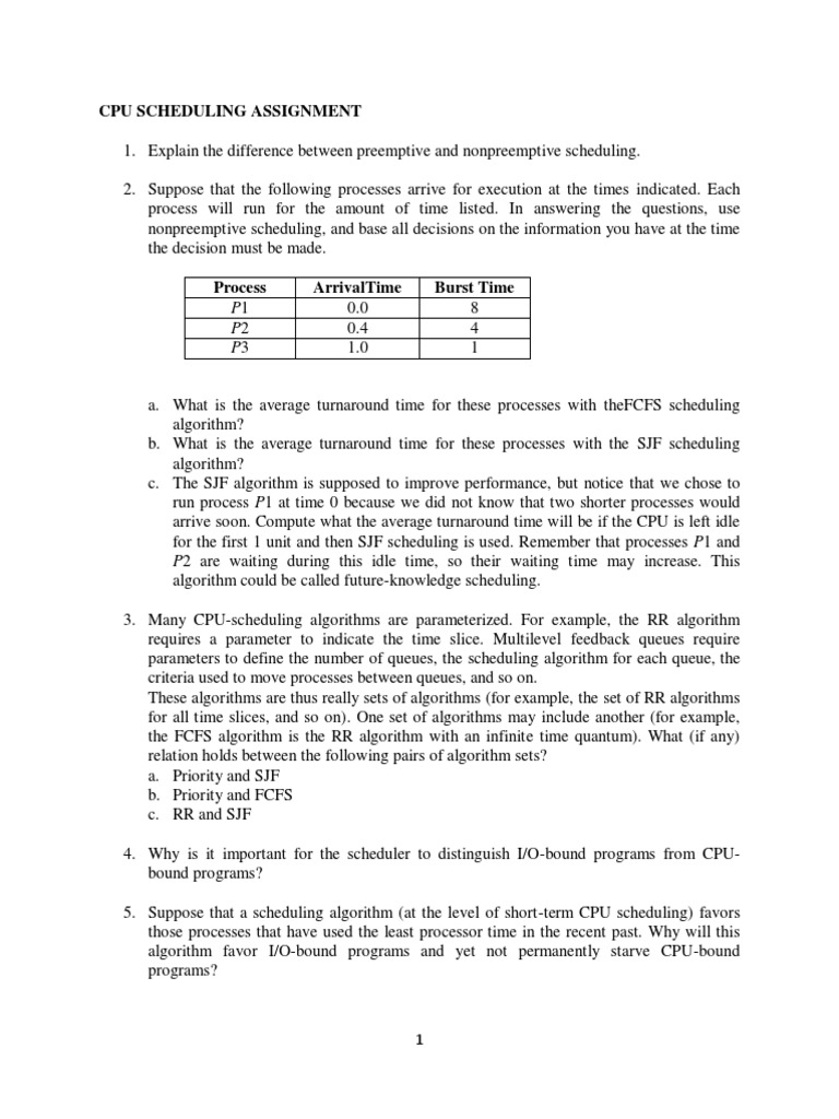 CPU SCHEDULING ASSIGNMENT | PDF | Scheduling (Computing) | Computing