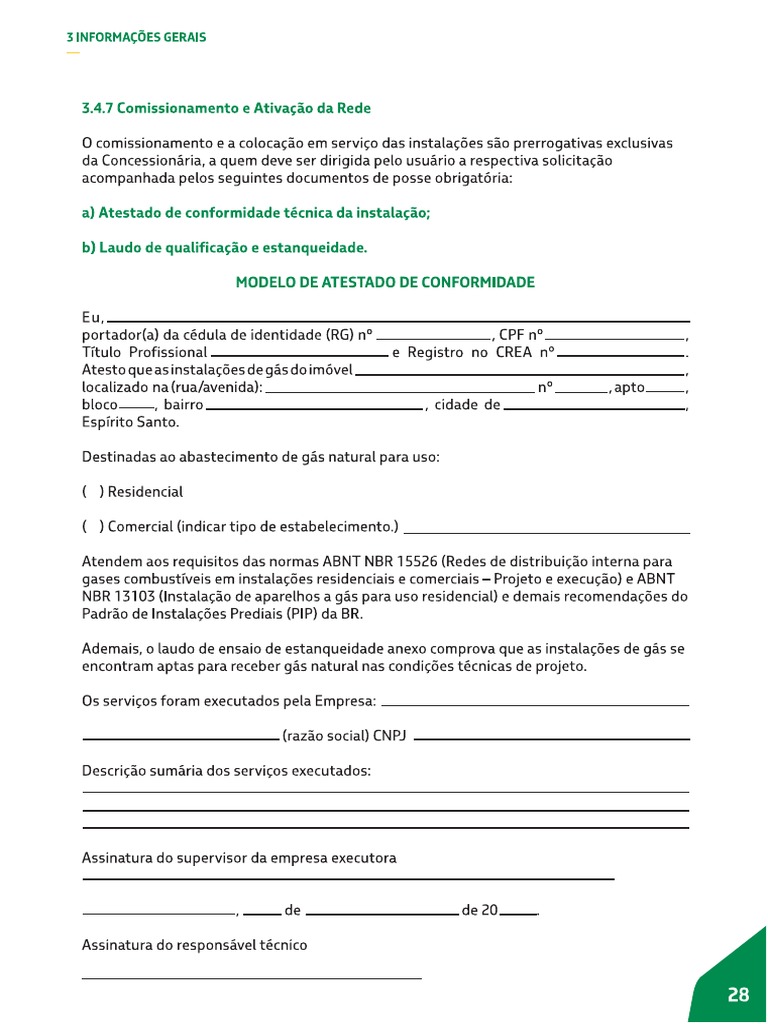 Atestado de Conformidade Técnica Da Instalação | PDF