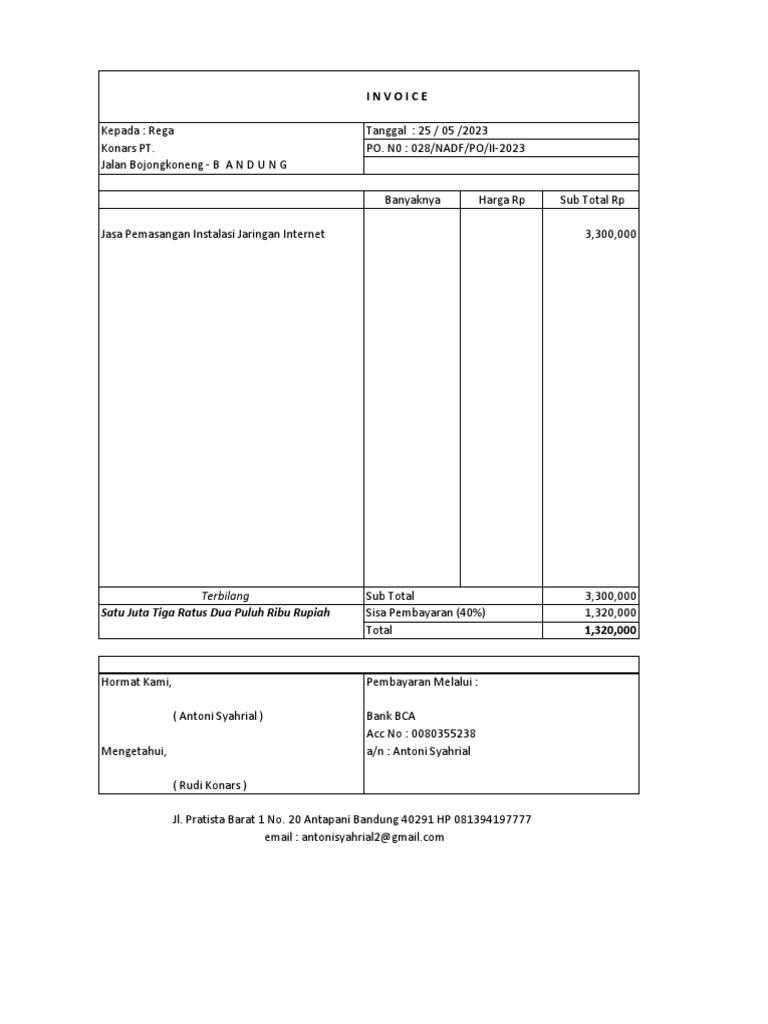 Invoice2 Jasa Instalasi Internet | PDF