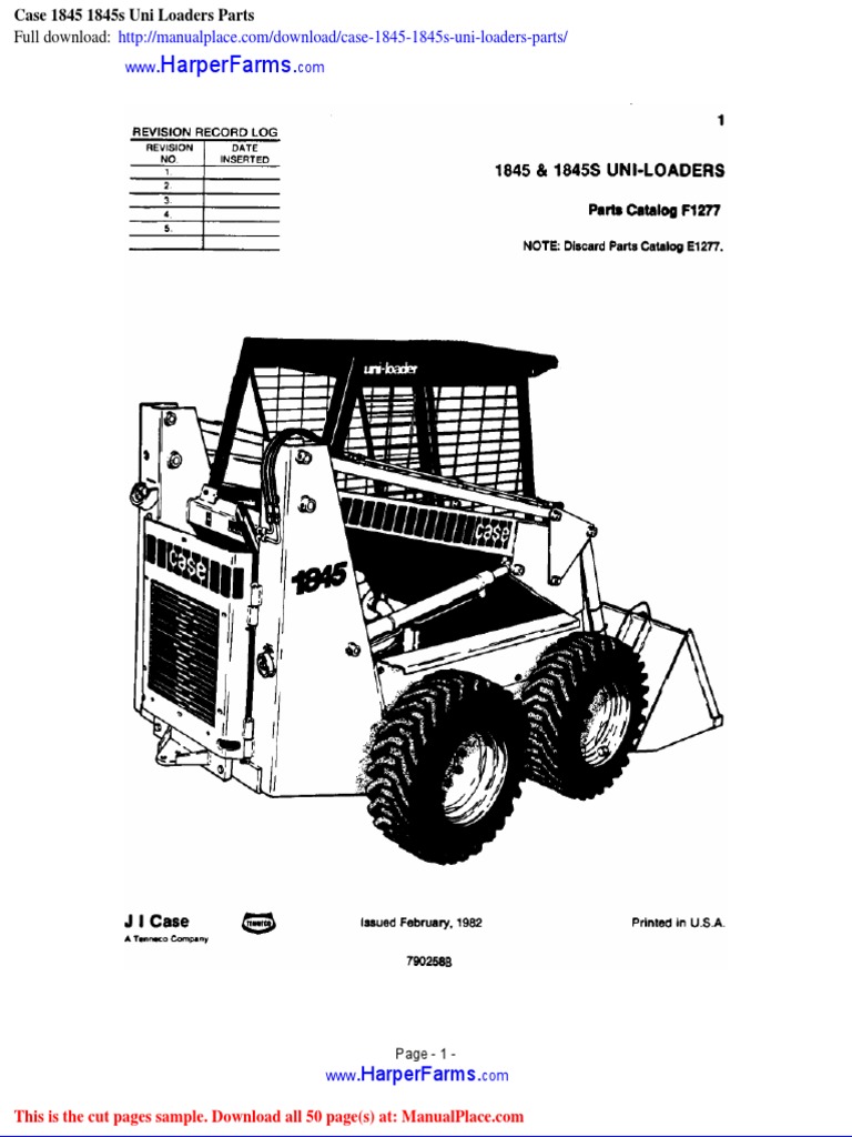 Case 1845/1845S Parts Manual | PDF | Diesel Engine | Loader (Equipment)