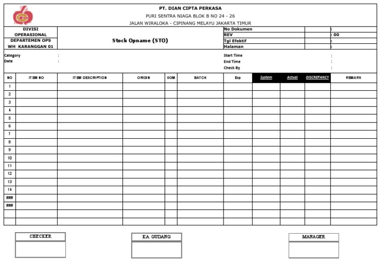Laporan Stock Opname Gudang | PDF