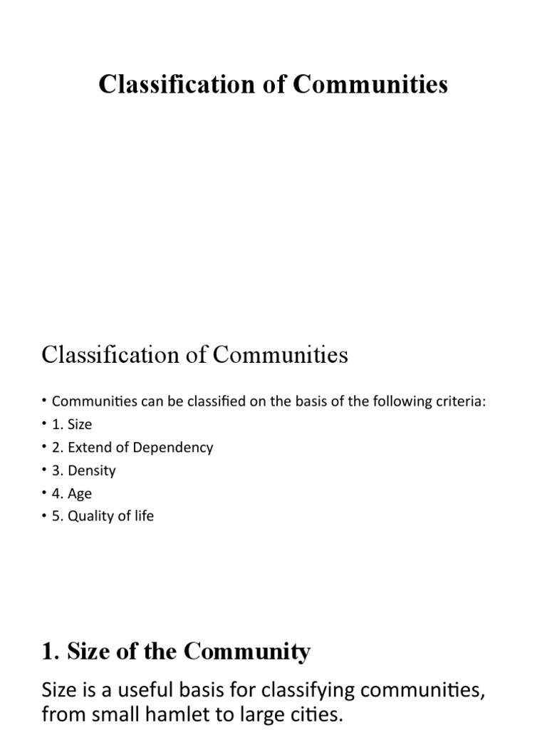 Lecture 7 a Classification of Communities | PDF