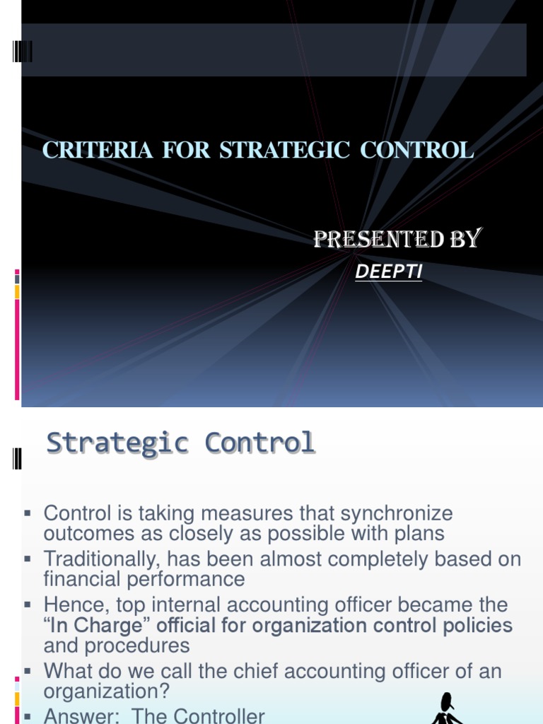 Criteria For Strategic Control: Presented by | PDF | Cost | Profit ...