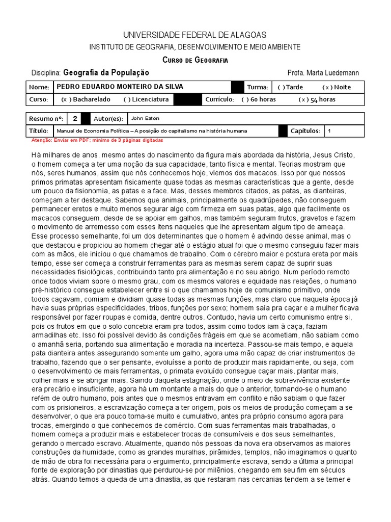 Folha de resumos GEO POP (1)PEDRO RESUMO | PDF | Humano | Escravidão