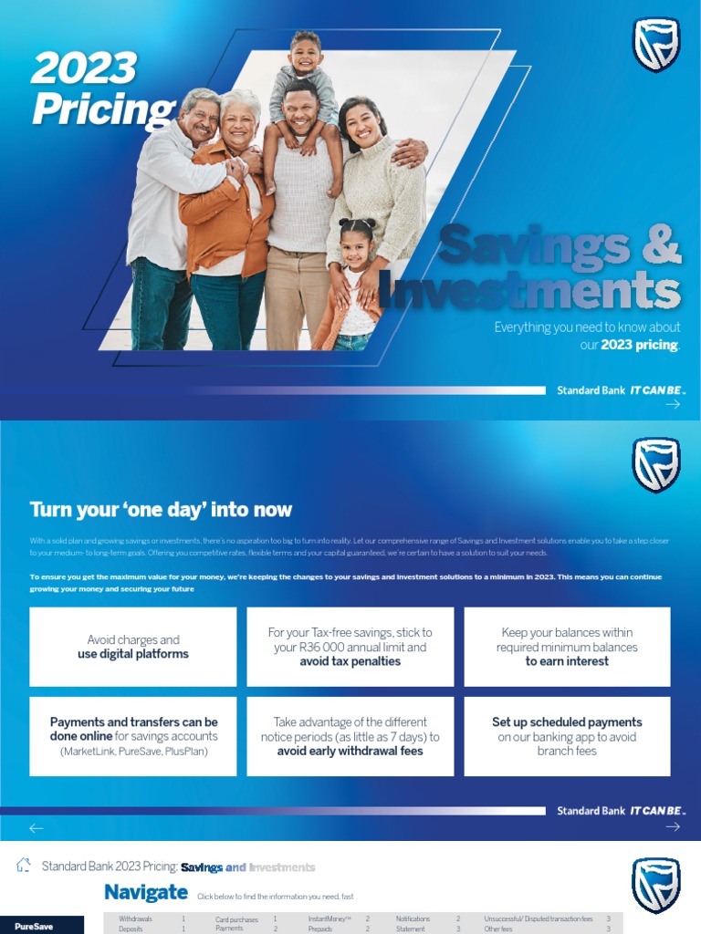 Standard Bank 2023 Savings & Investment Fees | PDF | Debit Card | Banks