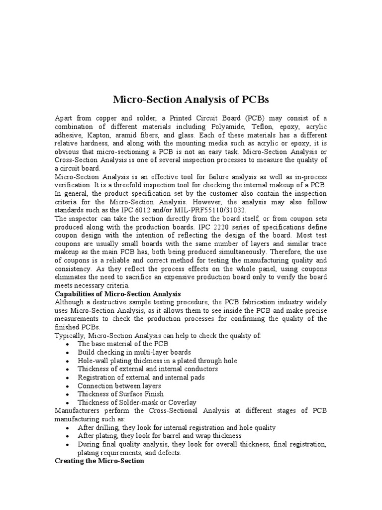 Micro-Section Analysis of PCBs | Download Free PDF | Printed Circuit ...