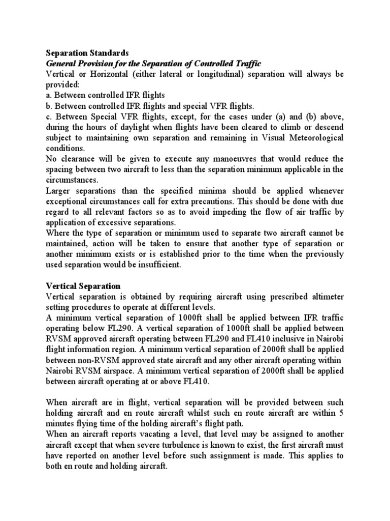 Separation Standards | PDF | Instrument Flight Rules | Visual Flight Rules