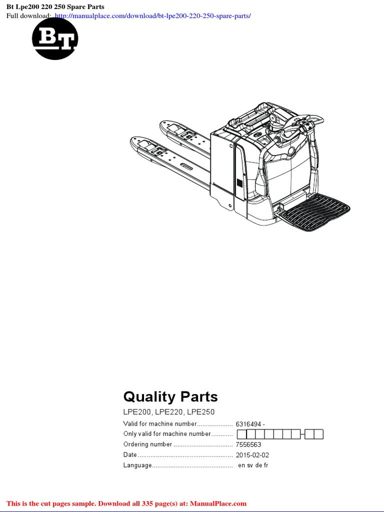 BT Lpe200 220 250 Spare Parts | PDF