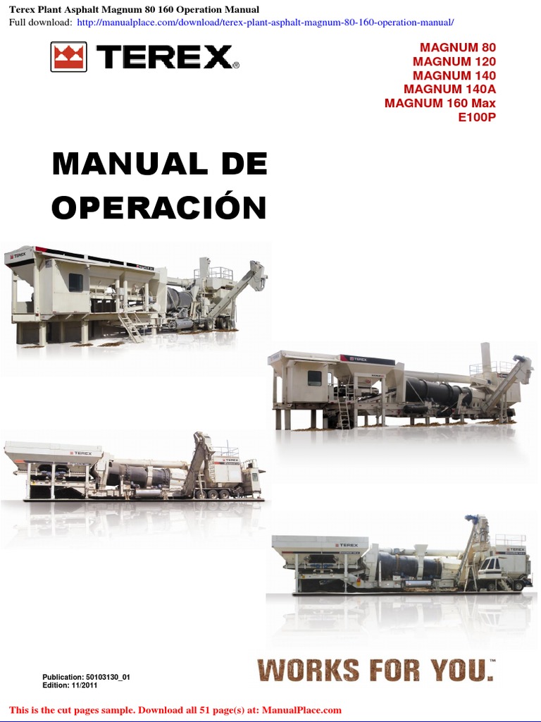 Terex Plant Asphalt Magnum 80 160 Operation Manual | PDF